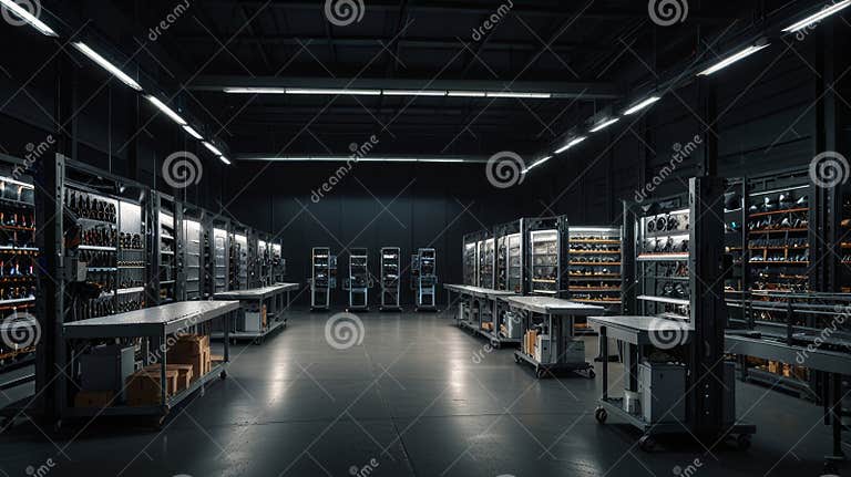 A Panoramic Image of a Fully Automated Robotic Dark Store Warehouse ...