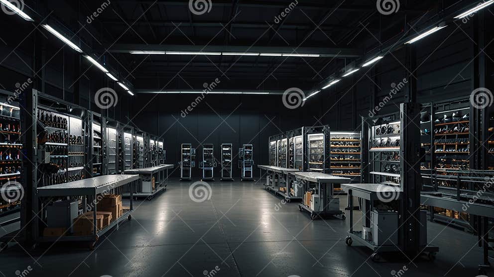 A Panoramic Image of a Fully Automated Robotic Dark Store Warehouse ...
