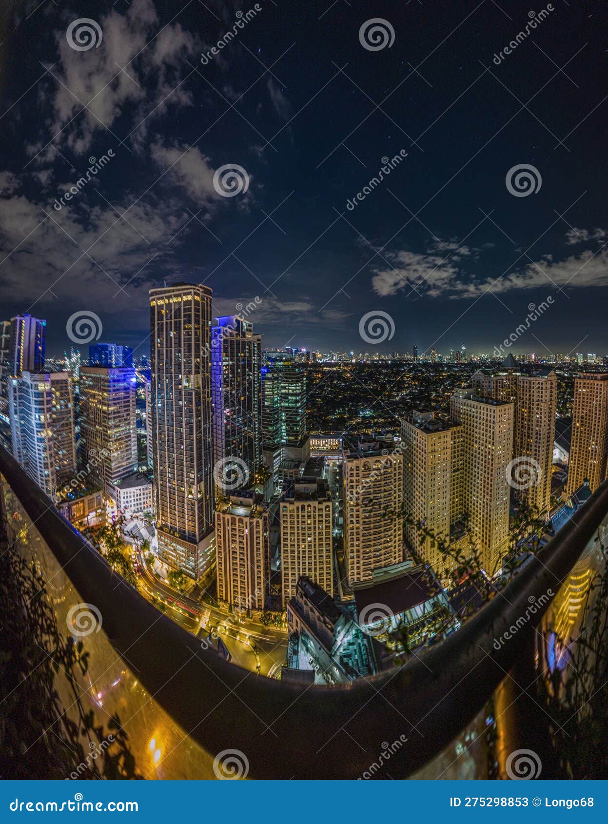 Panoramic Image Over Manila Skyline at Night Stock Image - Image of ...