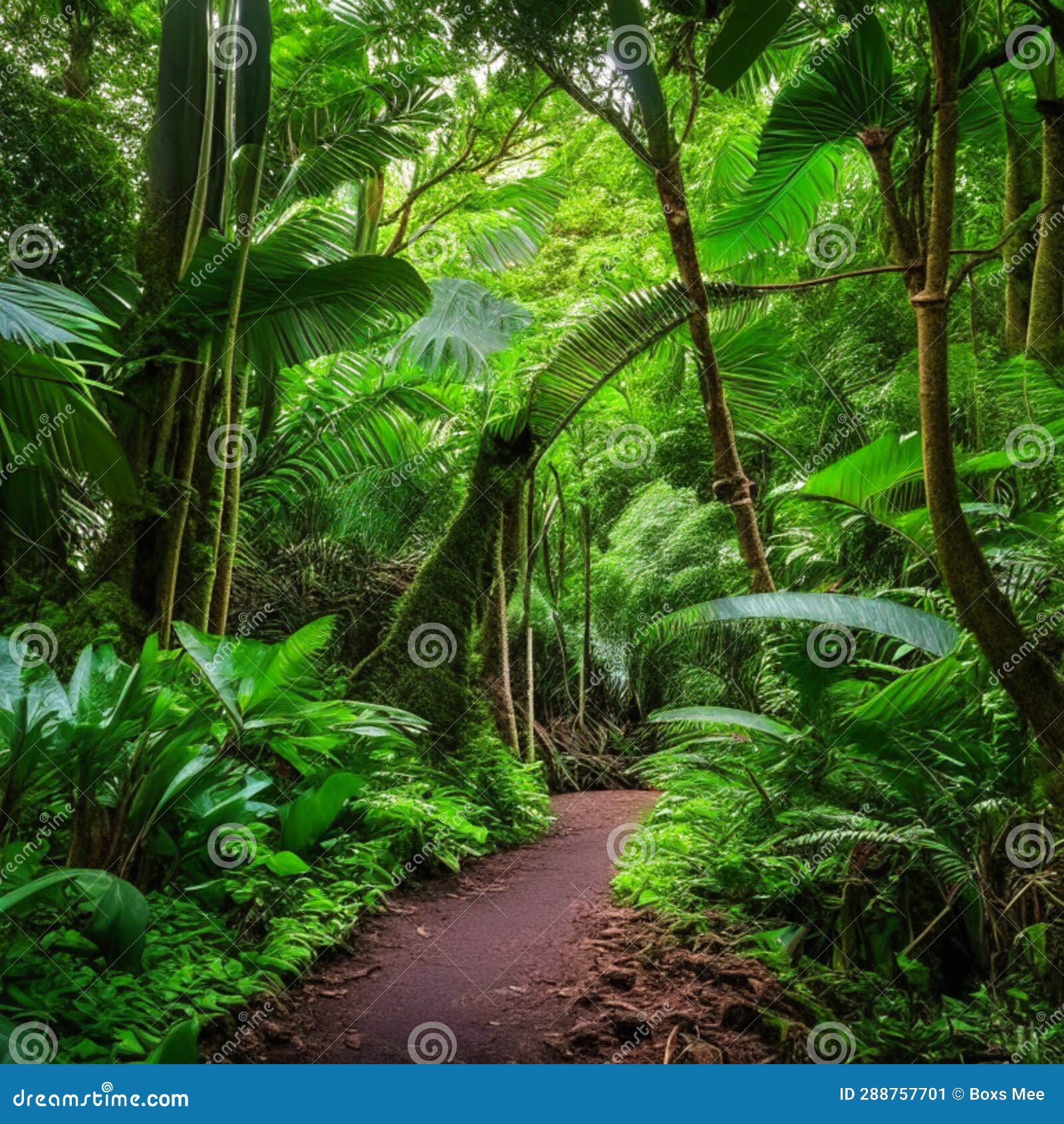 Panoramic Image of a Path in a Tropical Rainforest. Generative AI Stock ...