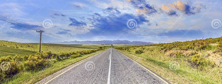 Panoramic Image of a Paved, Empty Road Running Straight Towards a ...