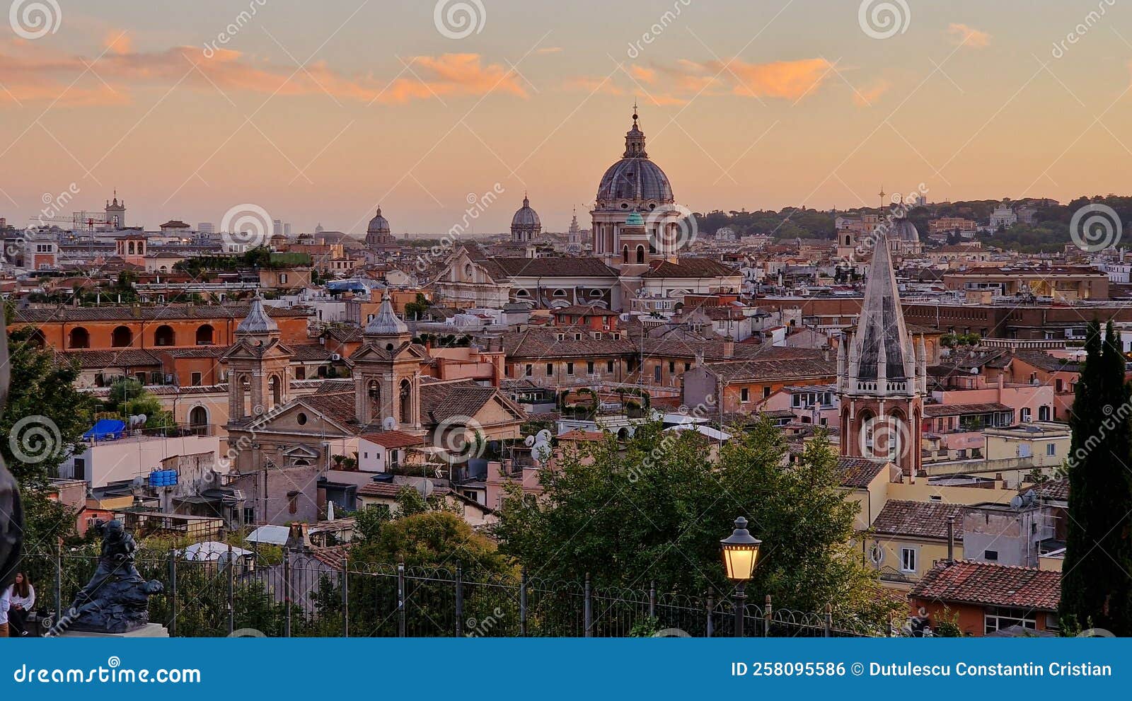 Panoramic image, Rome. stock photo. Image of town, evening - 258095586