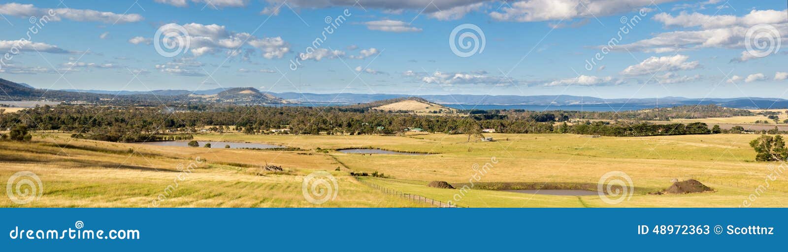 Panoramic Image of a Rural Tasmanian Landscape Stock Image - Image of ...