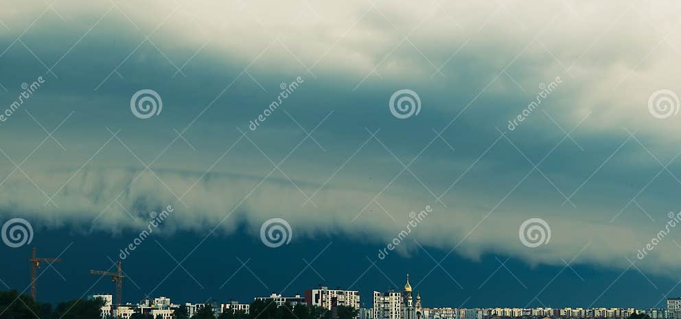 Panoramic Image of the Urban Landscape during the Rain Stock Image ...