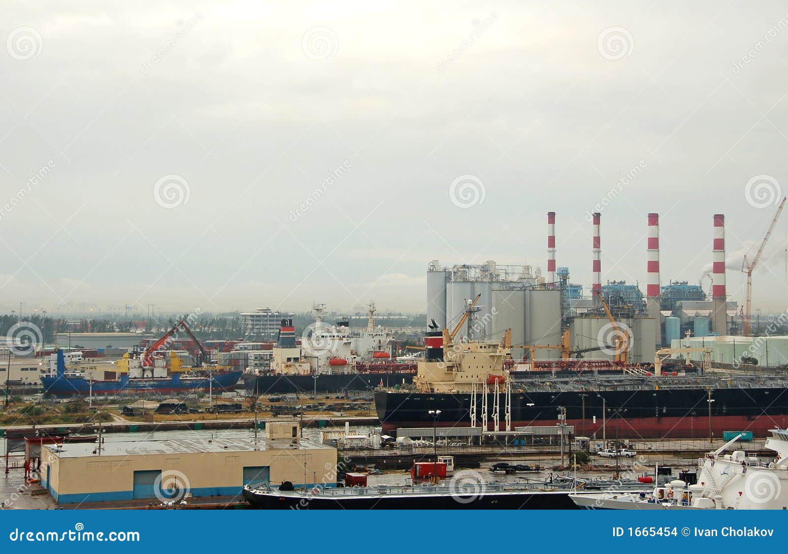 Panoramic Industrial View of Port and Refining Operations Stock Photo ...