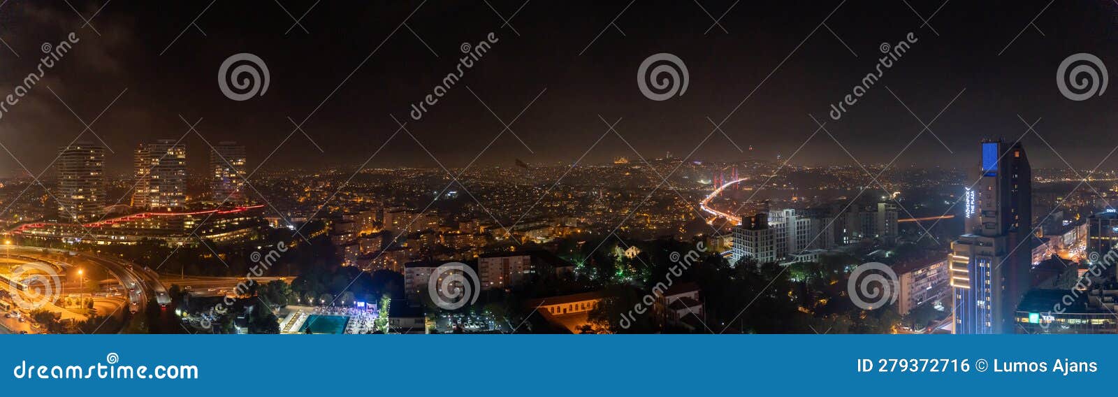 Panoramic Istanbul Night View. Editorial Photo - Image of street ...