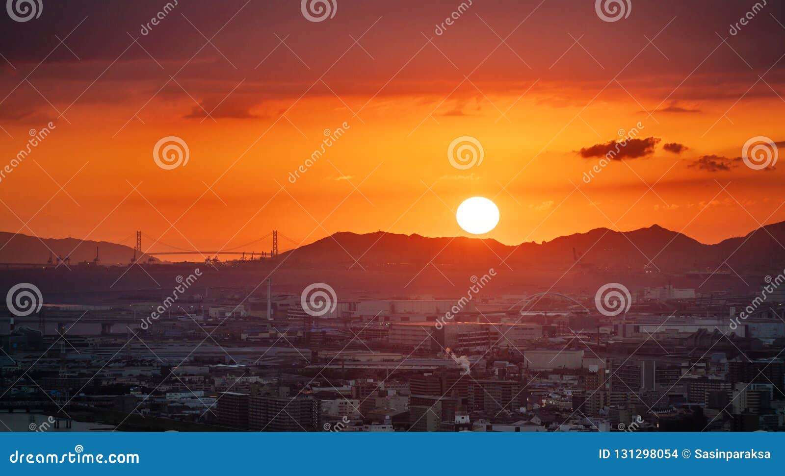 Panoramic Japan, Osaka City View in Sunset Editorial Stock Image ...