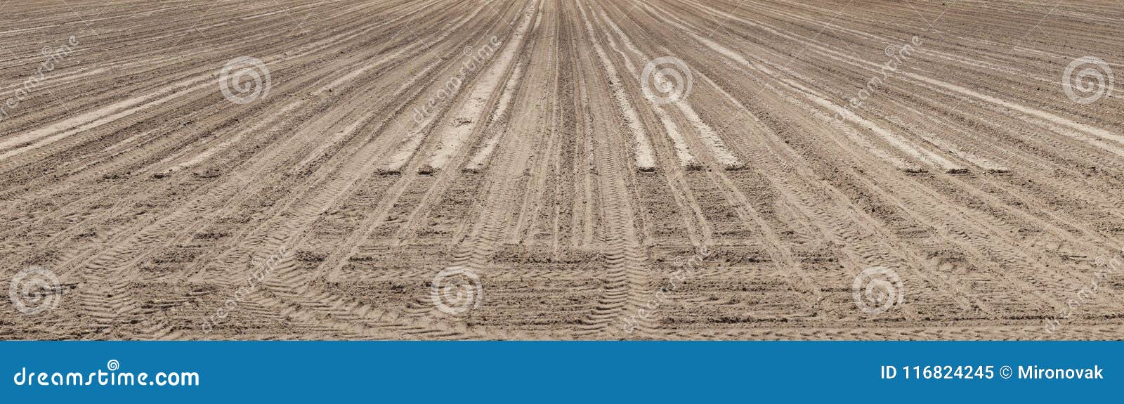Panoramic Landscape of Plowed Empty Field Stock Image - Image of ...