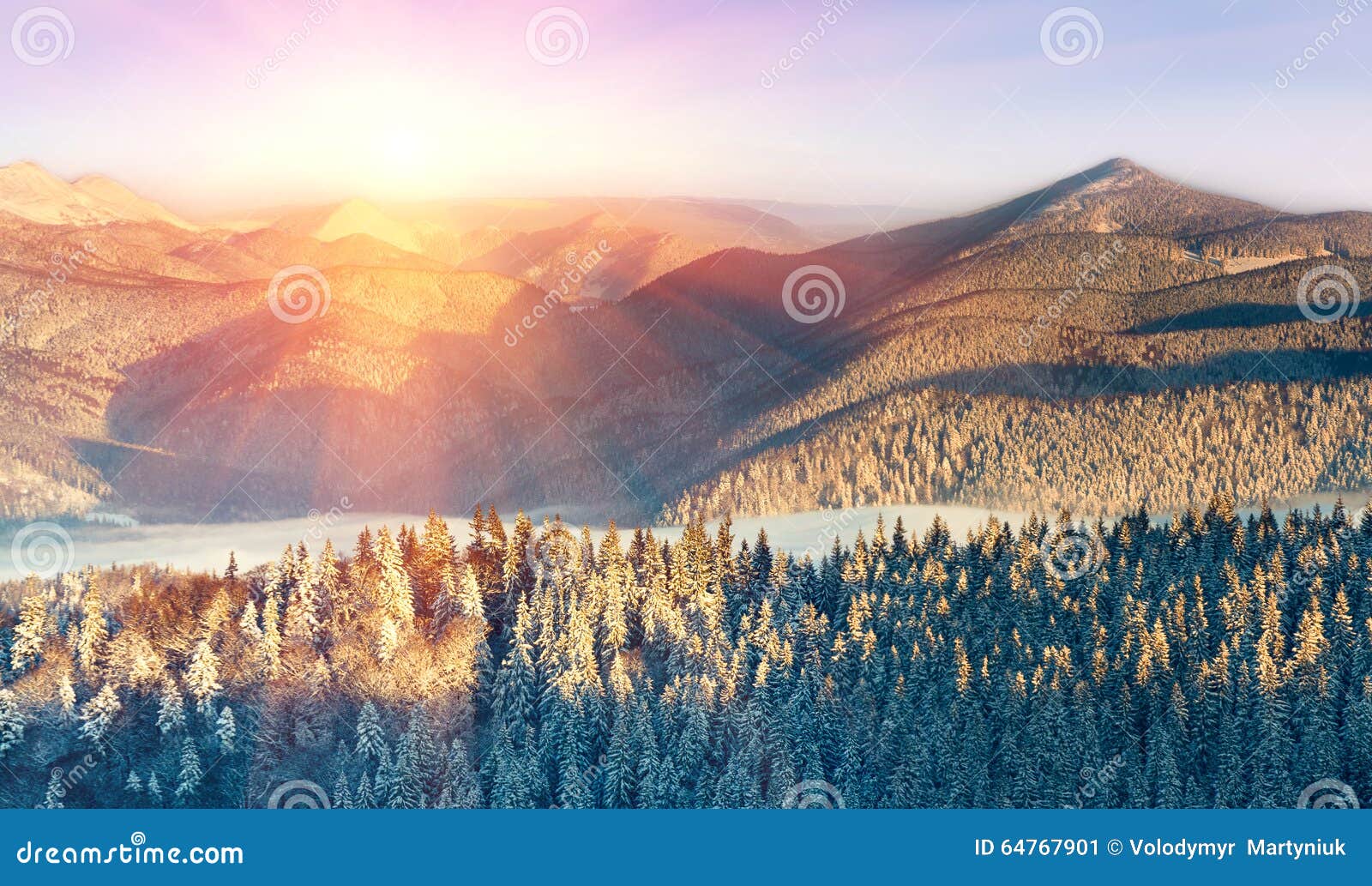 Panoramic Landscape in the Winter Mountains at Sunny Day. Stock Image ...