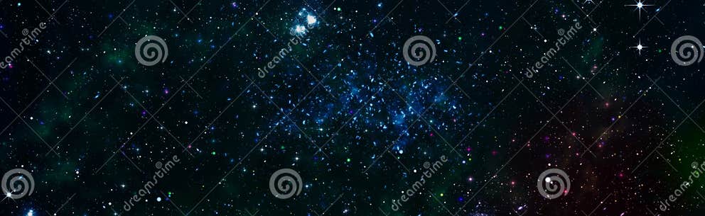 Panoramic Looking into Deep Space. Dark Night Sky Full of Stars Stock ...