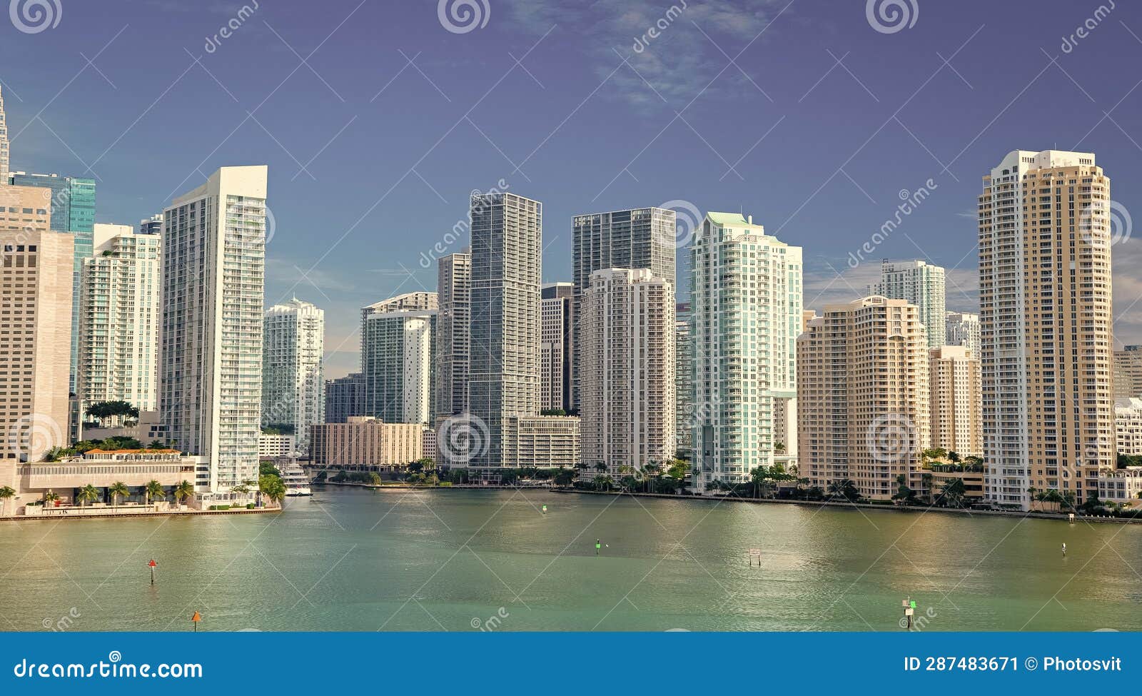 Panoramic Miami Skyscraper Skyline with Horizon. Photo of Miami ...