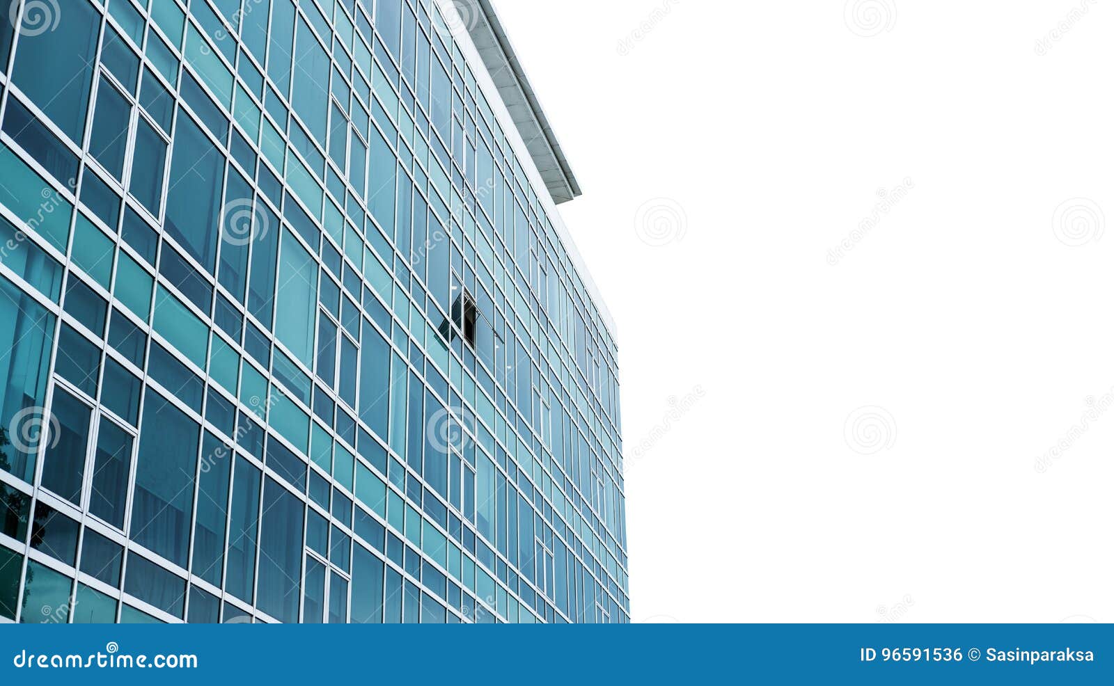Panoramic Modern Building Facade with One Opened Window, on White Clear ...