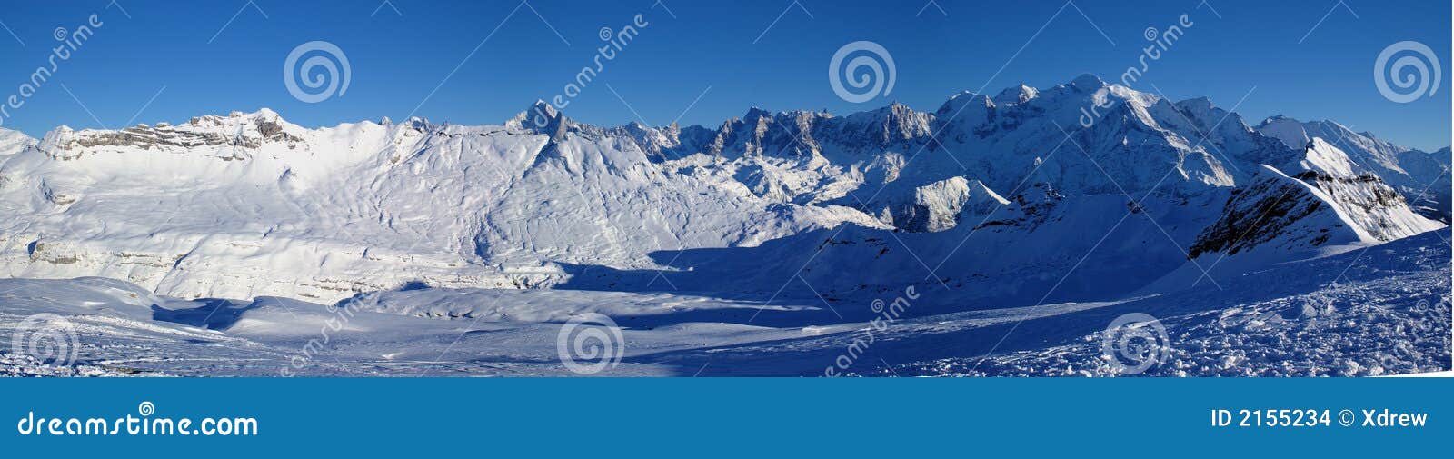 Panoramic Mont Blanc Snow View Stock Photo - Image of mountains ...