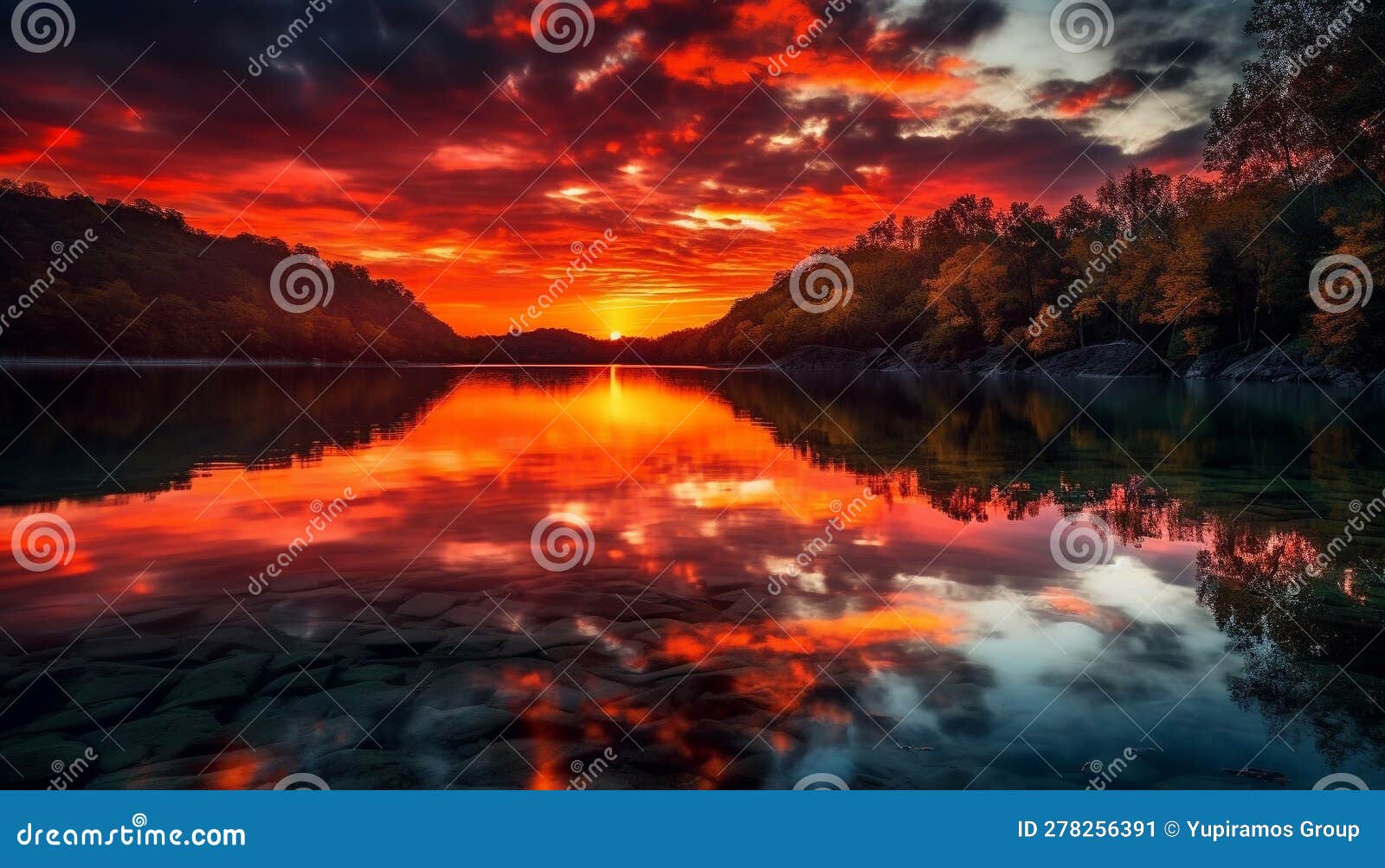 Panoramic Mountain Range Backlit by Vibrant Sunset Generated by AI ...