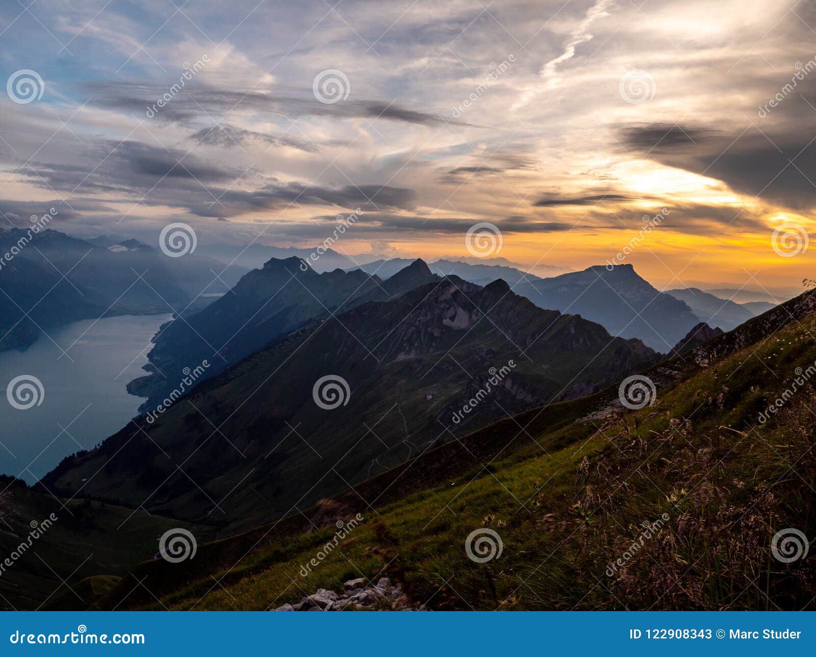 Panoramic Mountain View from the Peak of the Brienzer Rothorn Dramatic ...