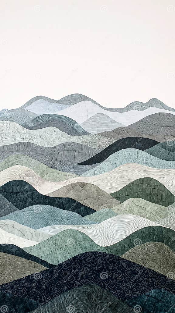 Serene Panoramic Mural of Smooth Wave-Like Mountains. Generative AI ...