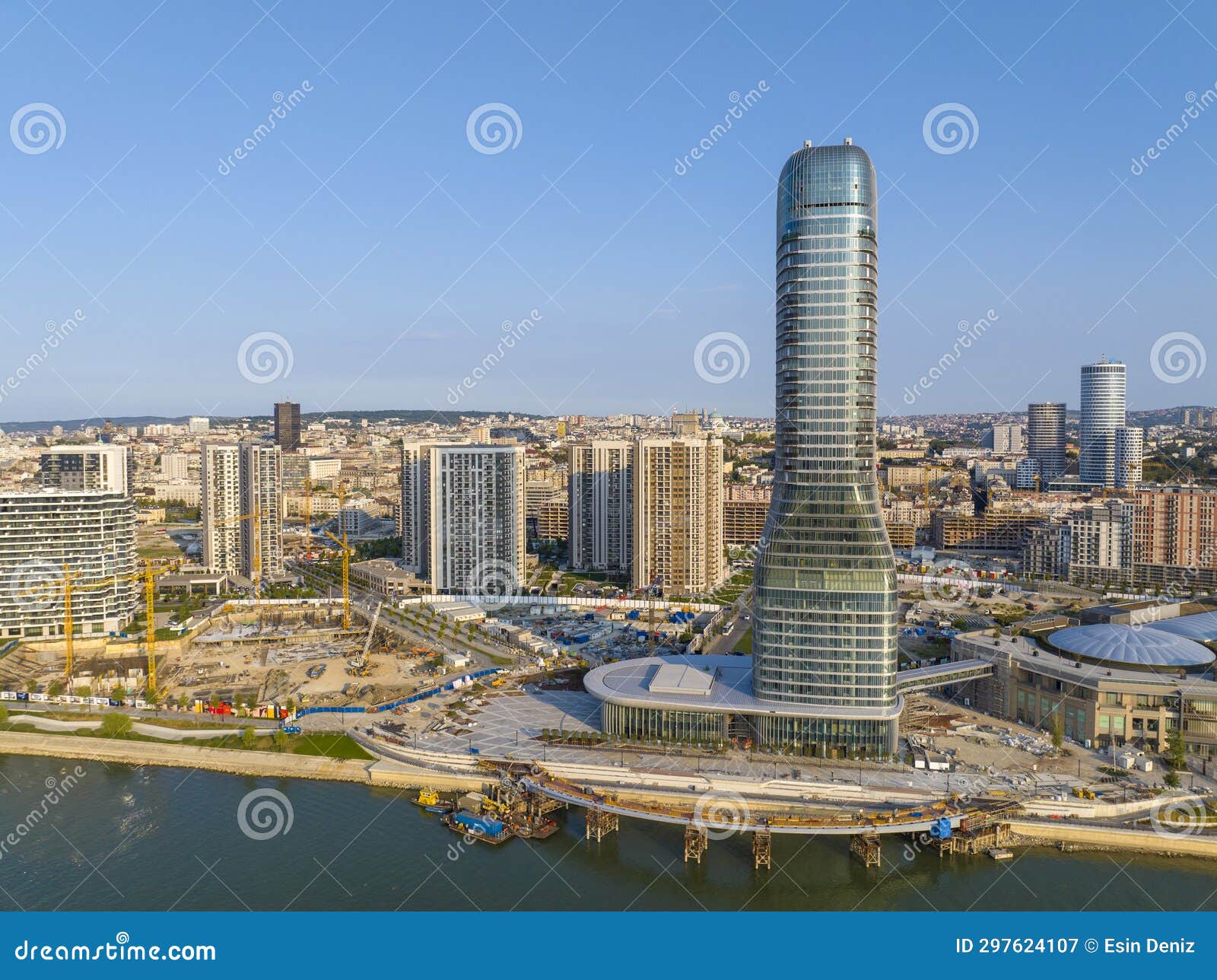 Panoramic Night View of Belgrade Waterfront, Sava River, Belgrade Tower ...