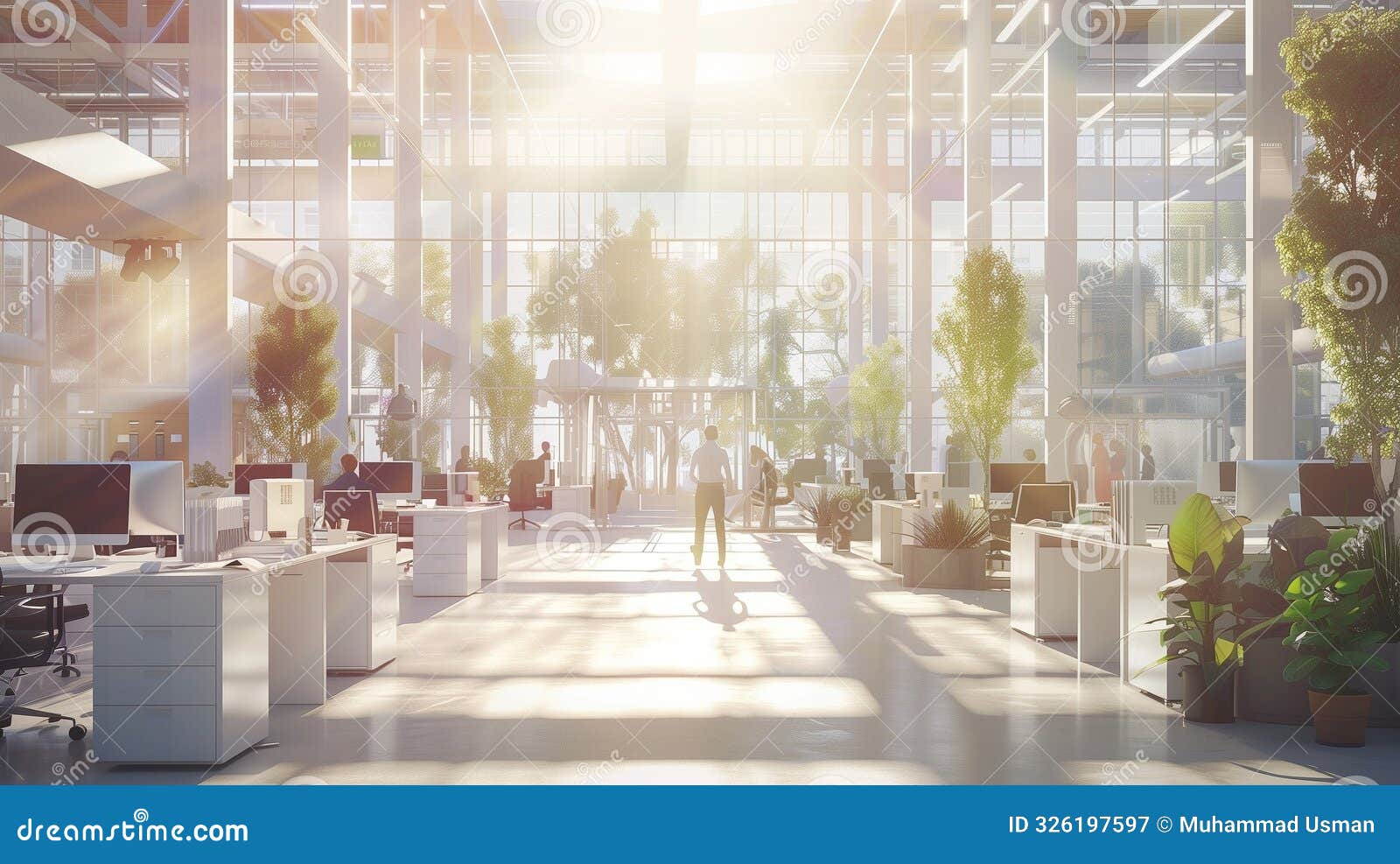 Panoramic Office Space with Expansive Windows and Modern Design Stock ...