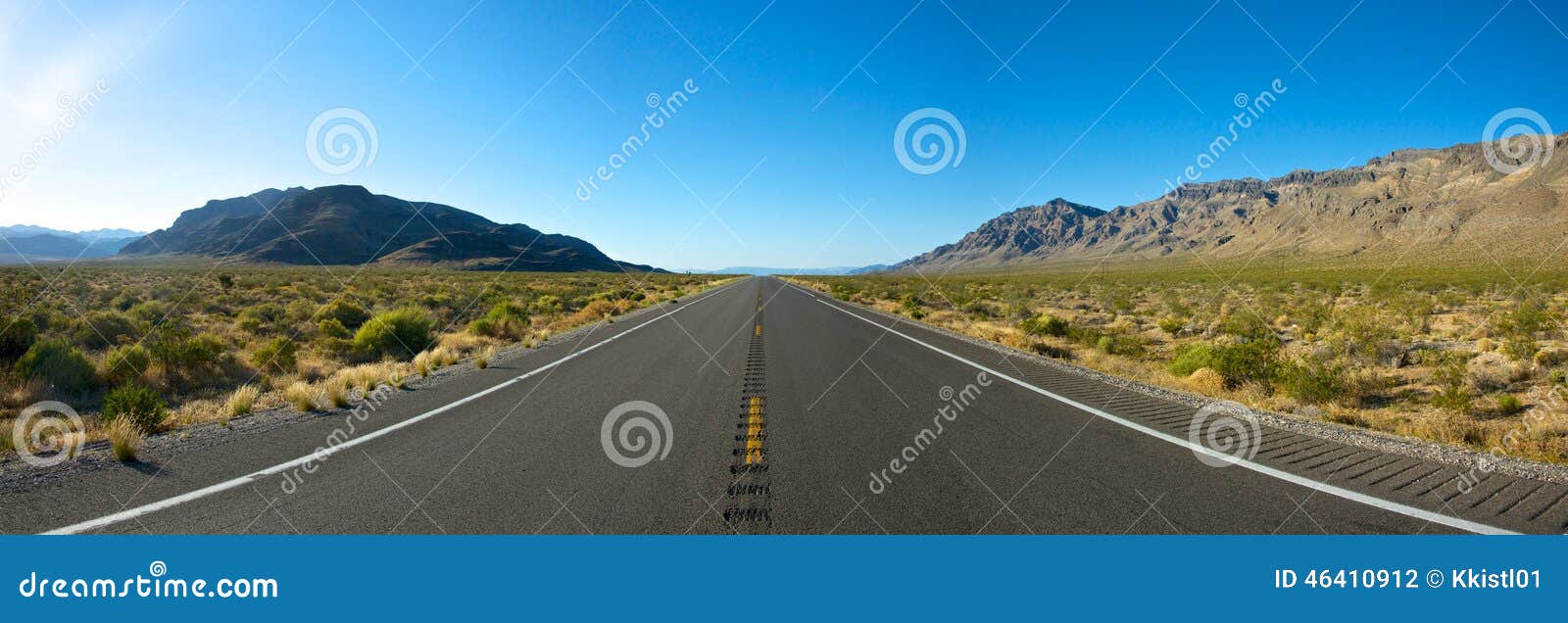 Panoramic Open Road stock photo. Image of desert, warm - 46410912