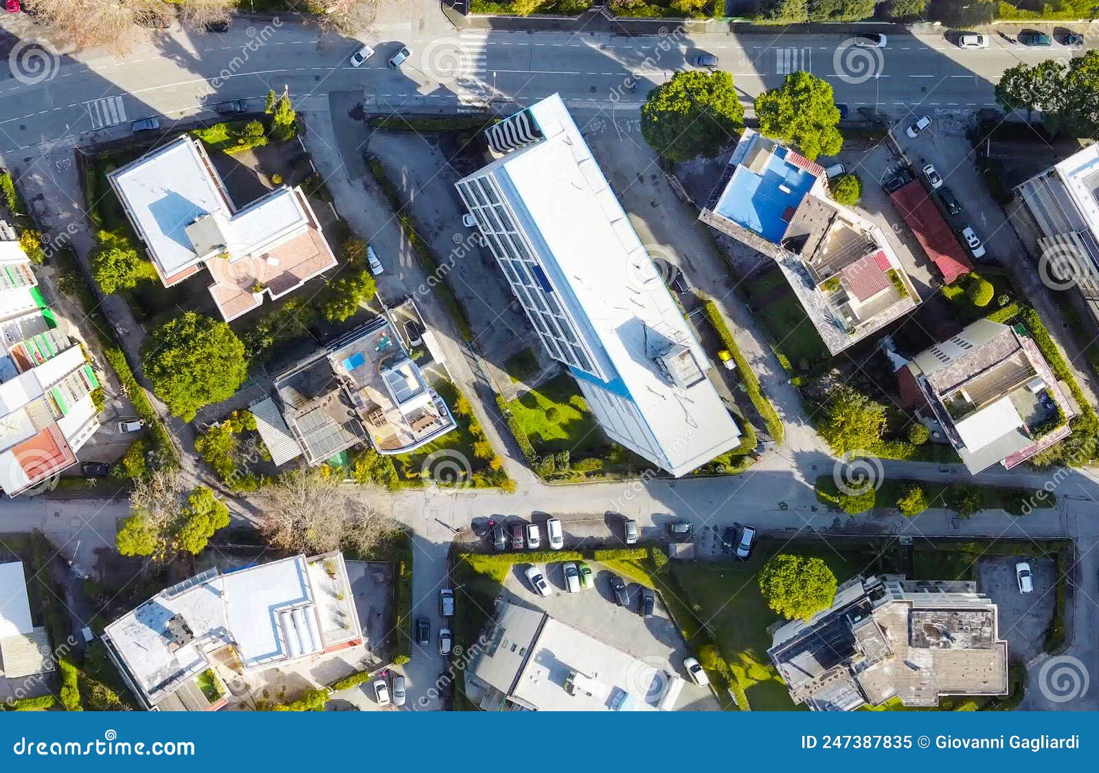 Panoramic Overhead Downward View of Street and Homes of Italy Stock ...