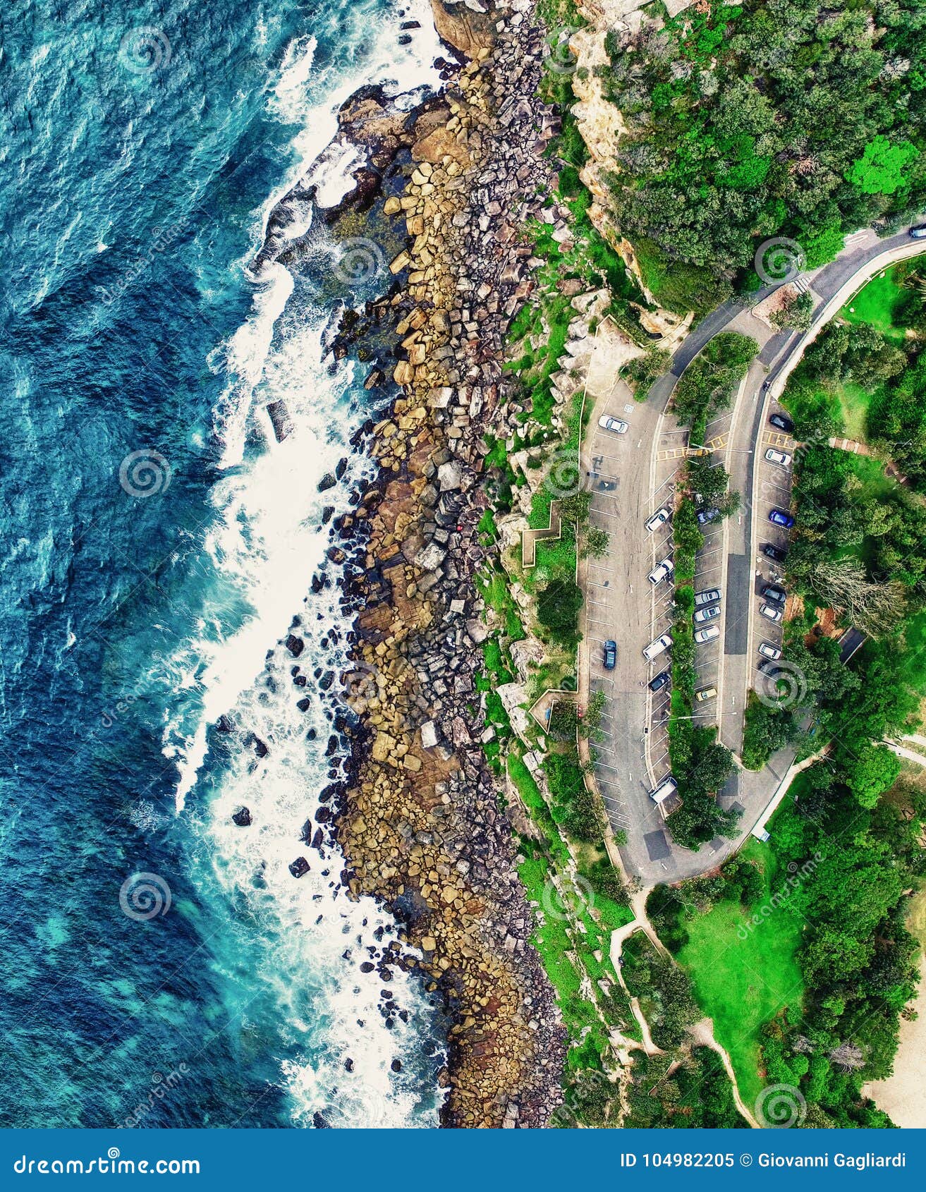 Panoramic Overhead View of Ocean Rocks Stock Image - Image of coast ...