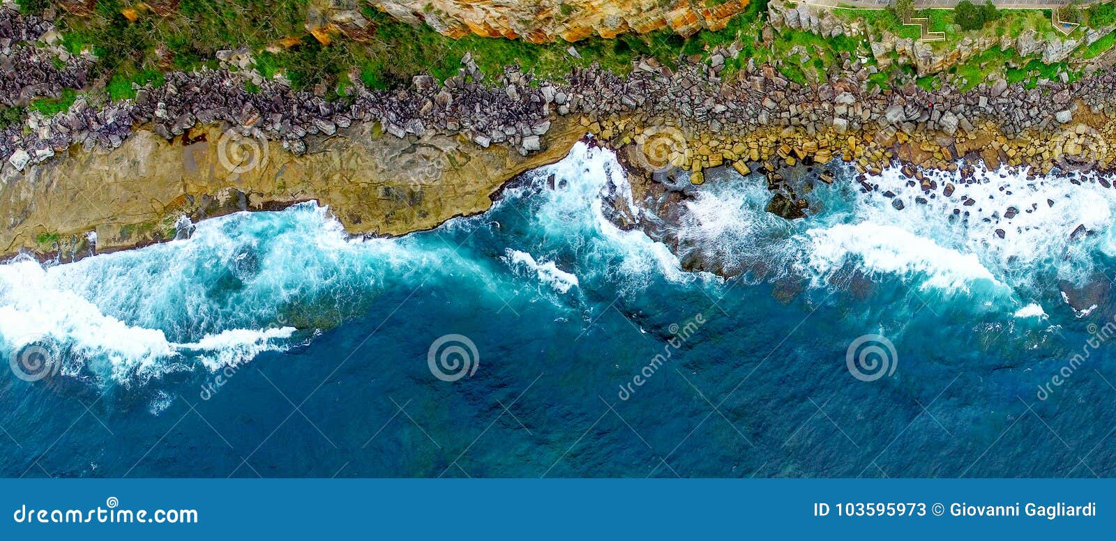Panoramic Overhead View of Rocks Over Ocean Stock Image - Image of ...