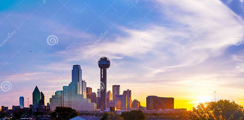 Panoramic Overview of Downtown Dallas Stock Photo - Image of skyline ...