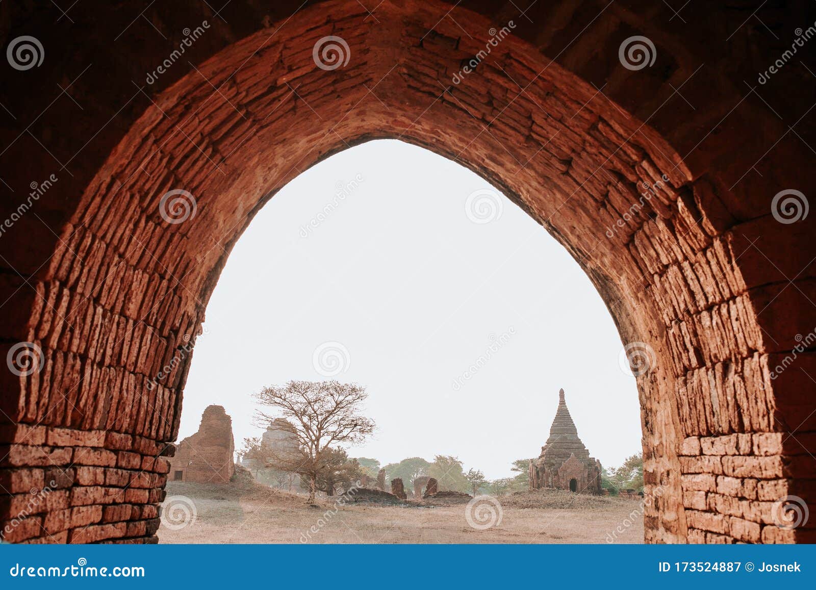 Pagodas from a Door in Summer Stock Image - Image of sunset, myanmar ...
