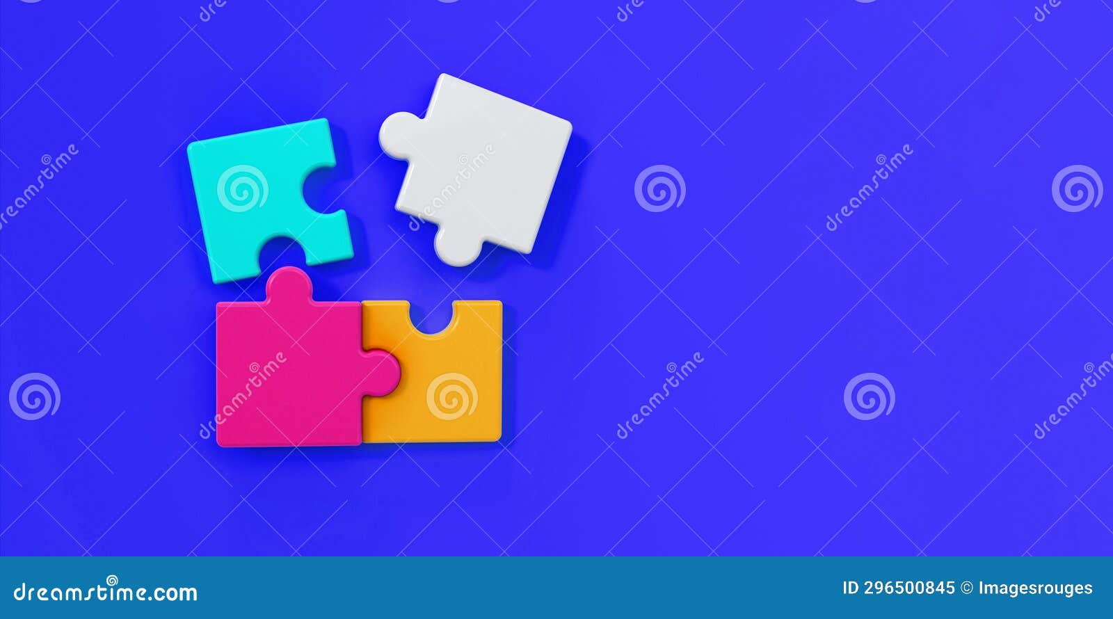 Panoramic of Partnership Puzzle Pieces on a Blue Background, Business ...