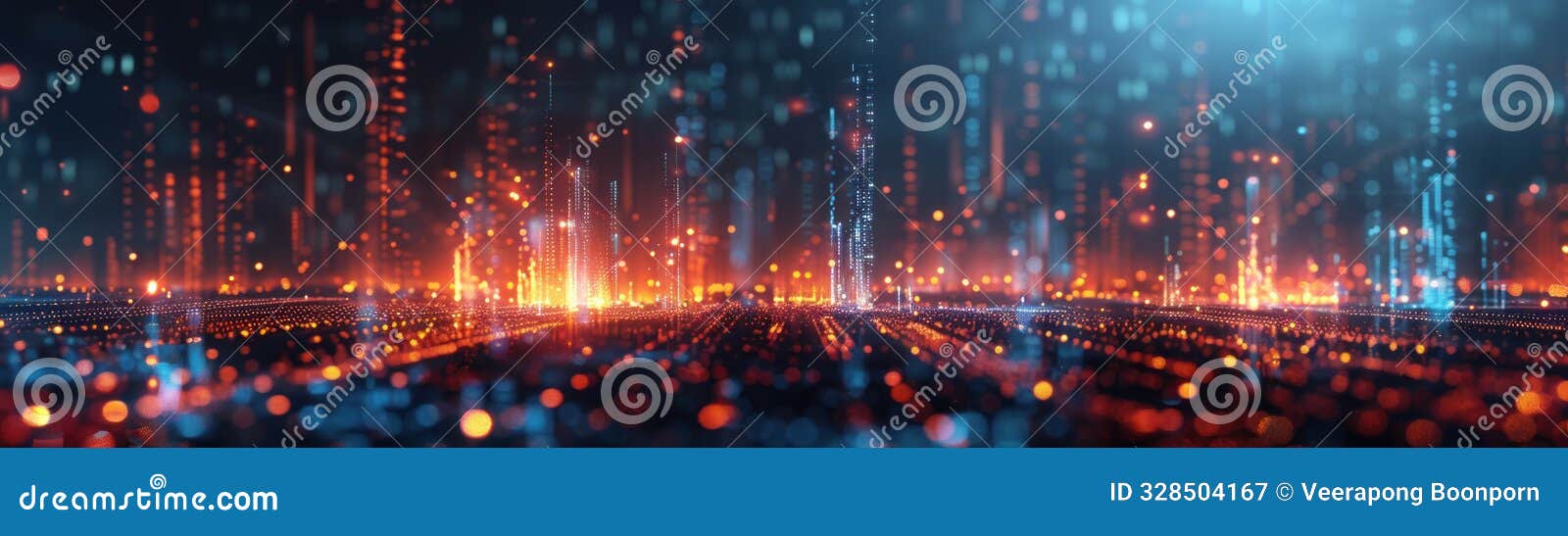 Panoramic Perspective of Abstract Technology Particles Depicting a ...