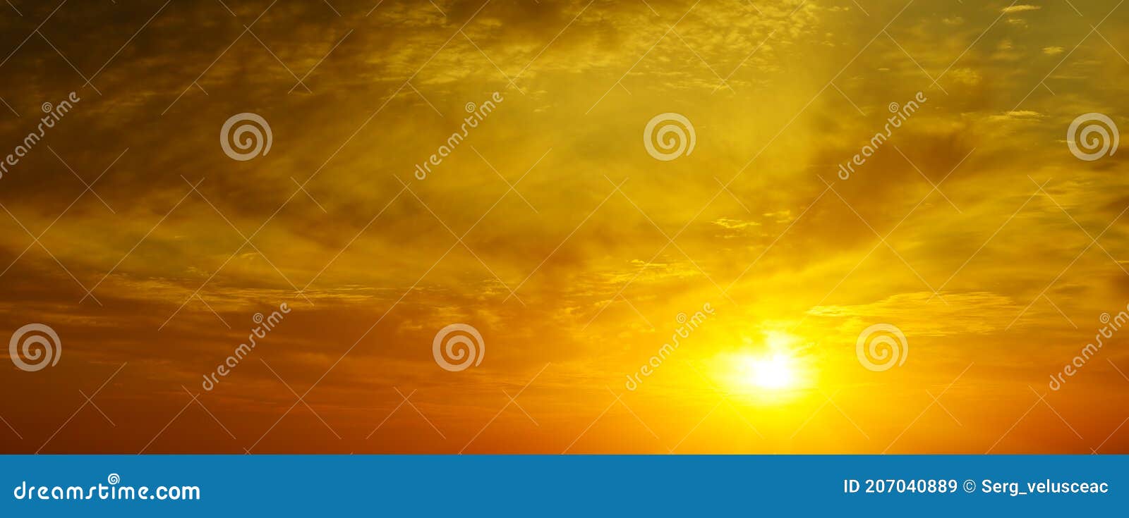 Panoramic Photo of Beautiful Golden Sunset Stock Image - Image of light ...