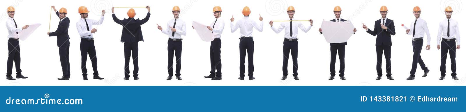 Panoramic Photo Collage Engineer Architect Isolated on White Stock ...