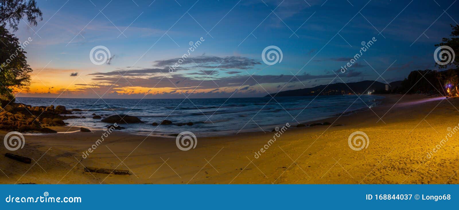 Panoramic Picture of Empty Kamala Beach on Phuket in Thailand during ...