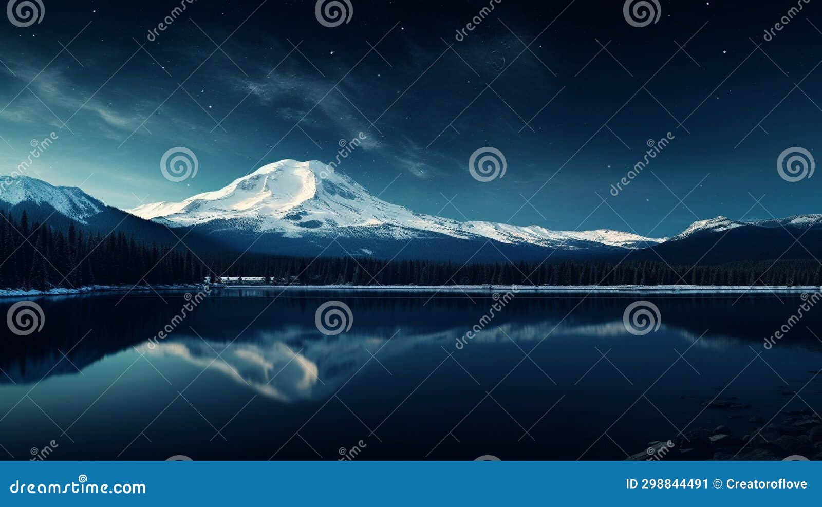 Panoramic Picture of Mount Adams at Night Stock Illustration ...