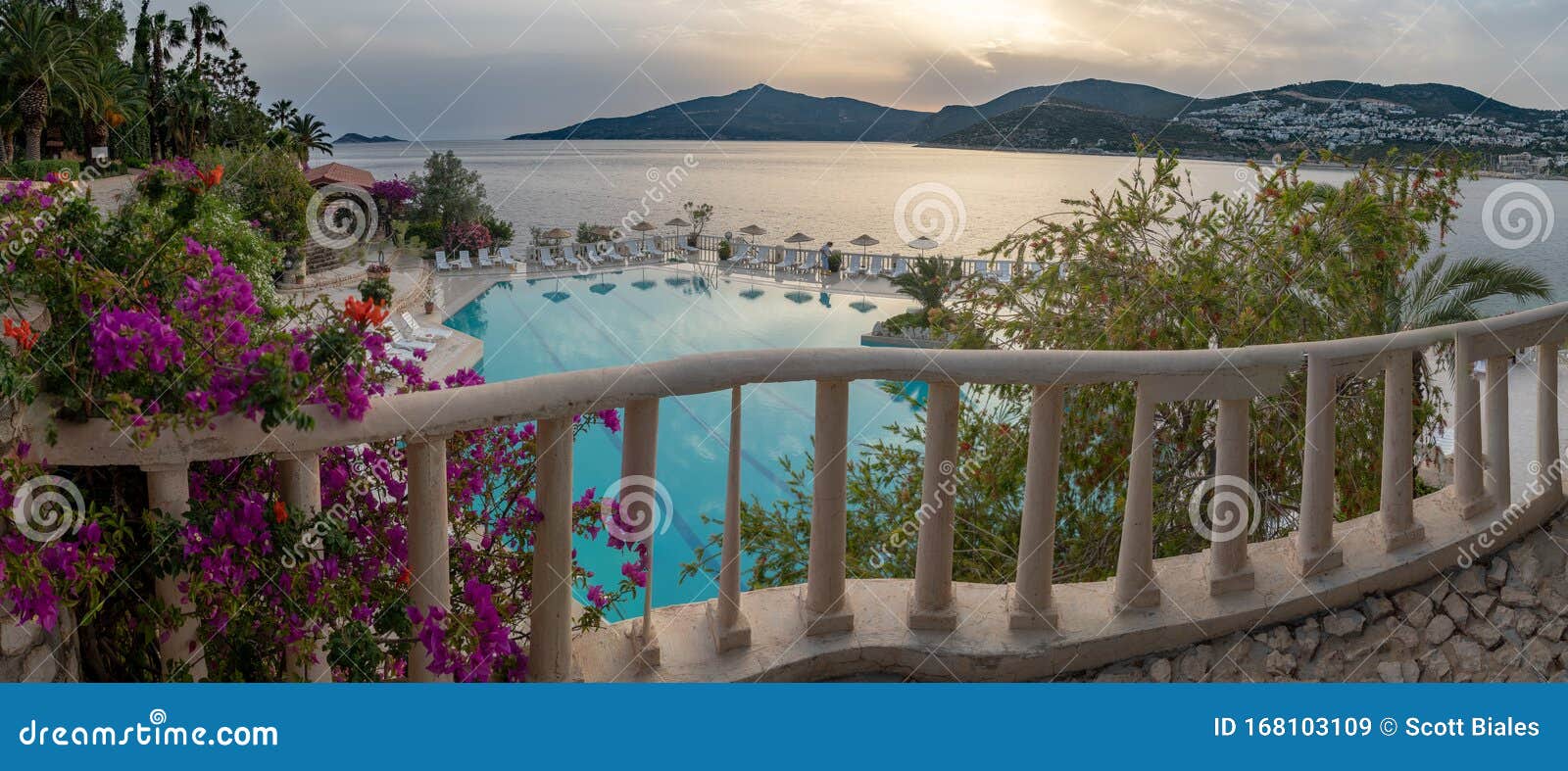Panoramic of Pool and Ocean Stock Image - Image of kalkan, seascape ...