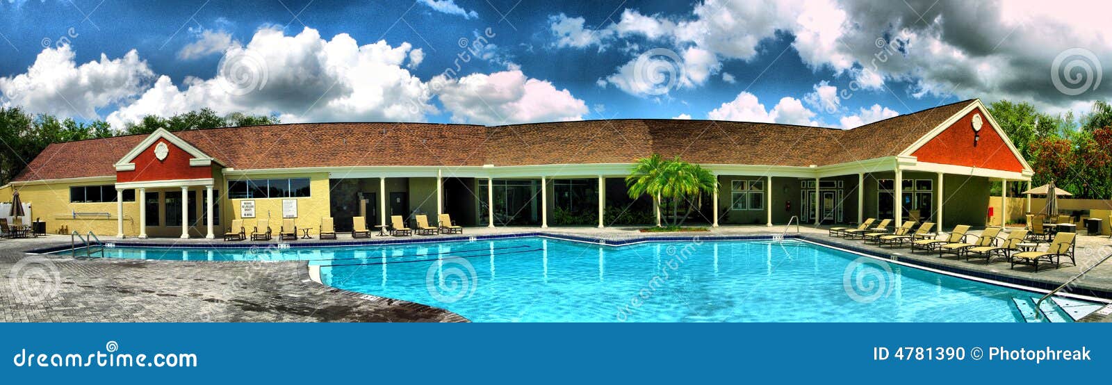 Panoramic pool view stock photo. Image of building, house - 4781390
