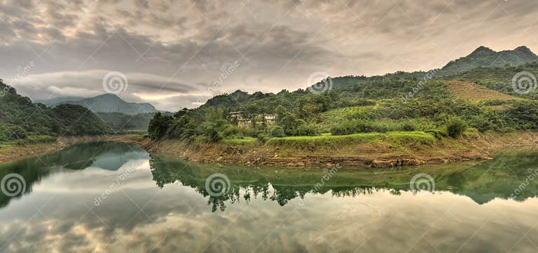 Panoramic river scenery stock photo. Image of forest - 14033628