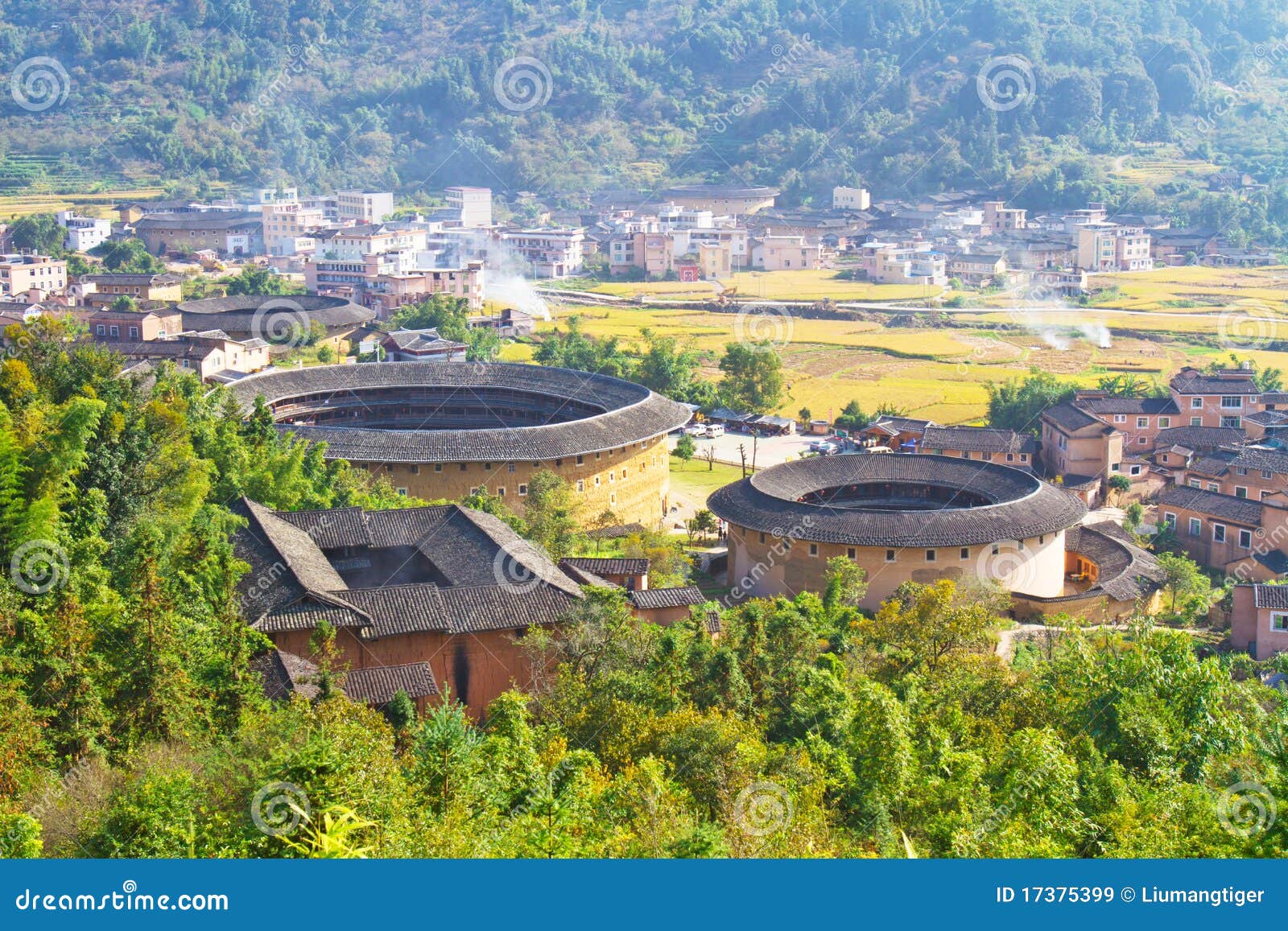 The Panoramic of the Round Hakka Earth Building Stock Image - Image of ...