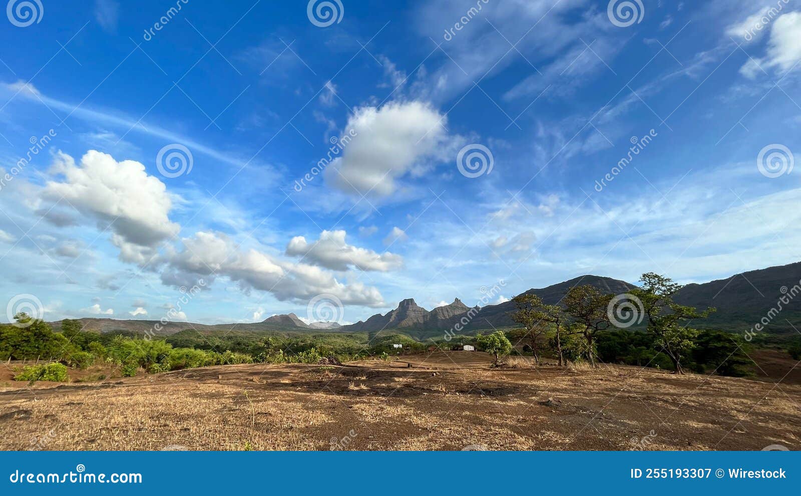 Panoramic Scenery of the Mountains from the Arid Field Stock Image ...