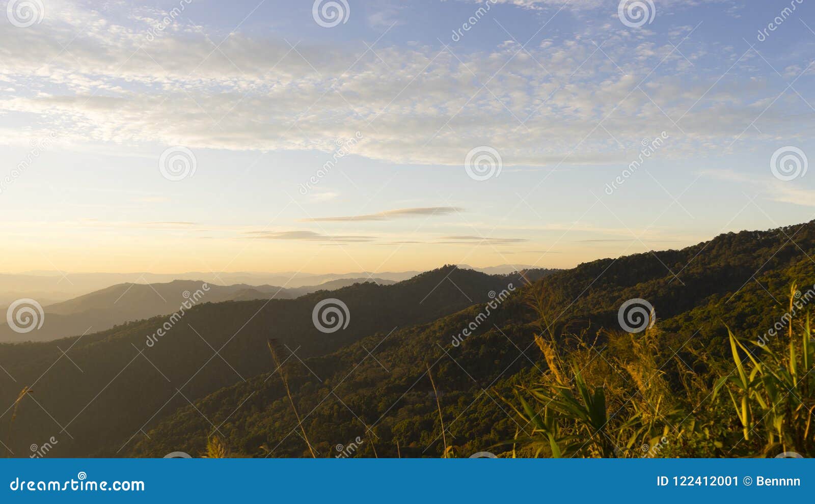 Panoramic Scenery of Mountains at Sunset Stock Image - Image of ...