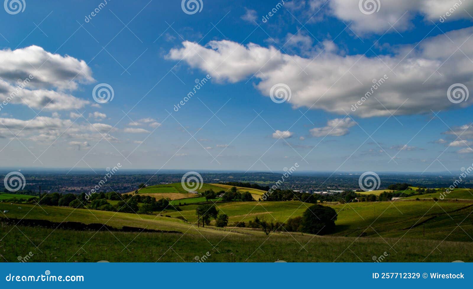 Panoramic Scenery of the Vast Green Meadows on the Hill Stock Image ...
