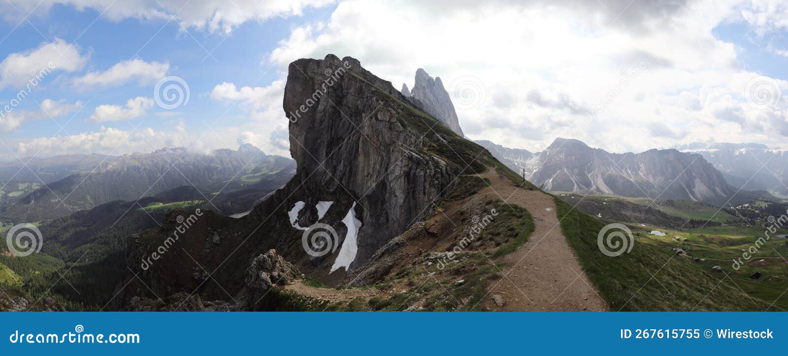 Panoramic Seceda Mountain Range in Italy South Tyrol Stock Image ...