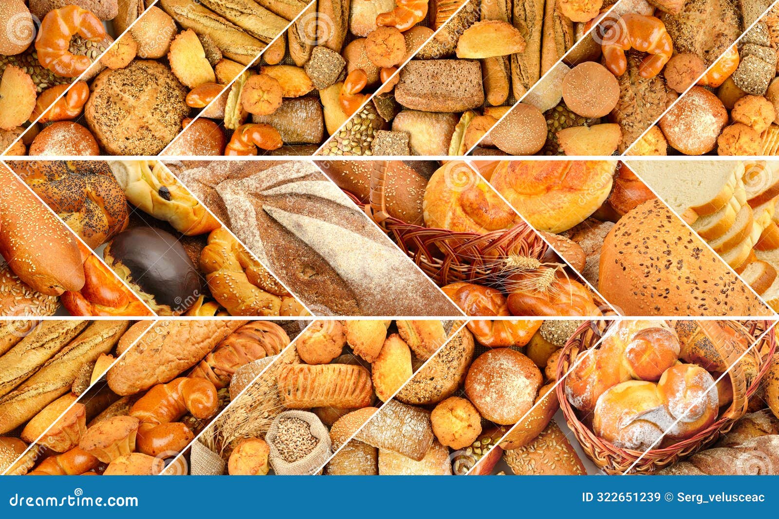 Panoramic Set of Fresh Bread Products Stock Image - Image of wheat ...