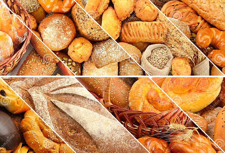 Panoramic Set of Fresh Bread Products Stock Photo - Image of croissant ...