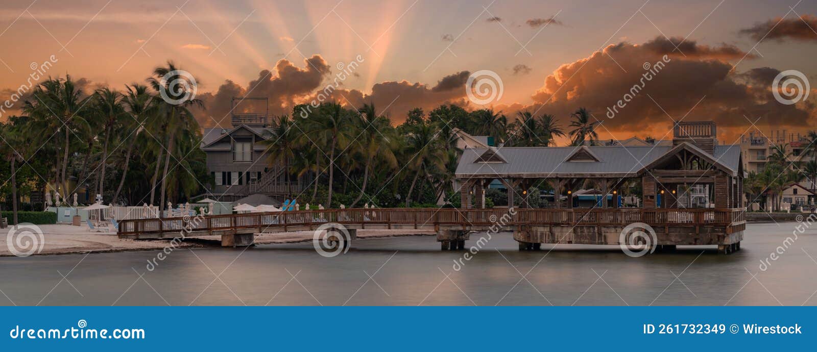Panoramic Shot of the Boardwalk at Key West in Florida with Dramatic ...