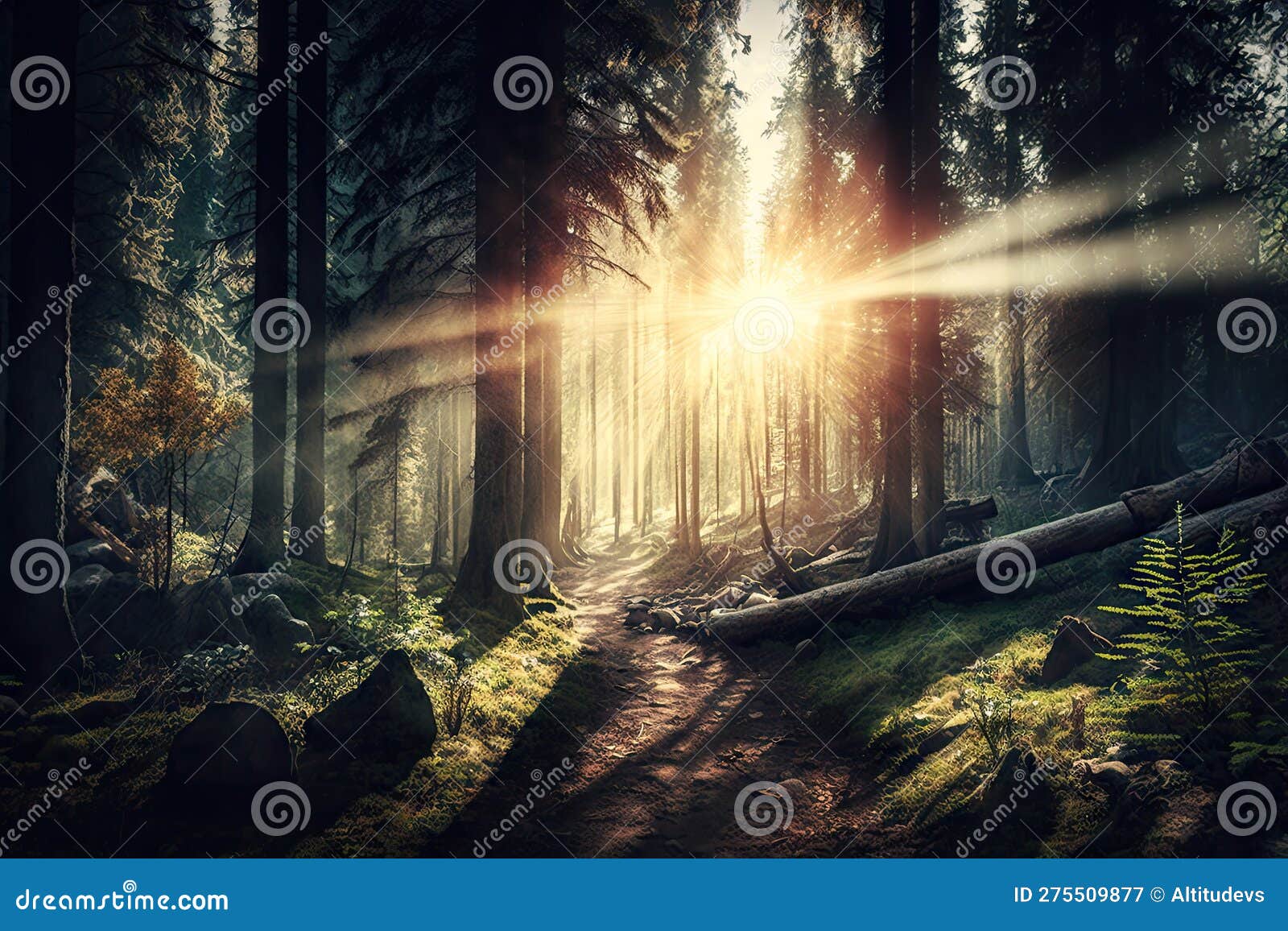 Panoramic Shot of Dense Forest with the Sun Shining through the Trees ...