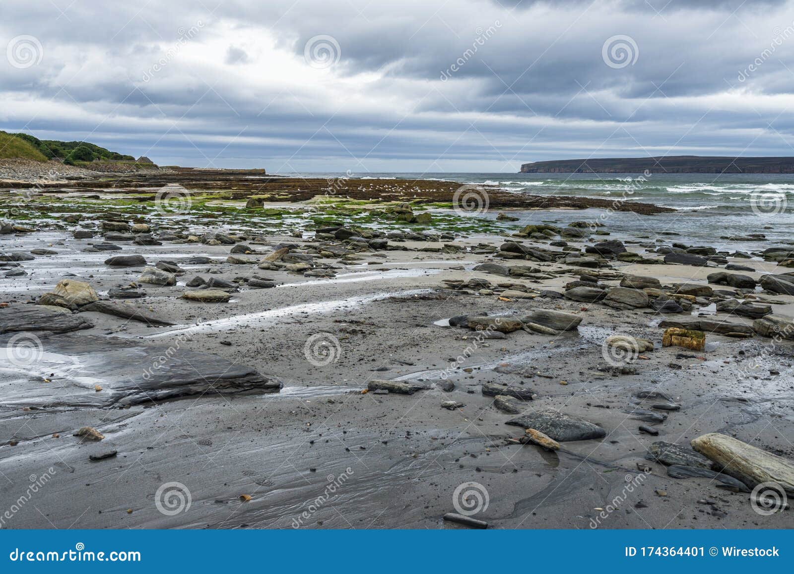 Panoramic Shot of Dunnet Bay and Dunnet Head with a Promontory in the ...