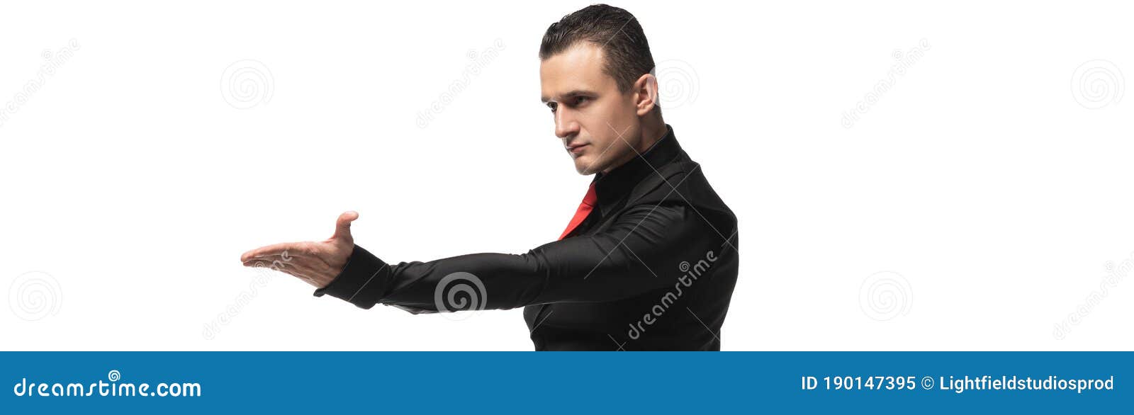 Shot of Elegant Tango Dancer Inviting To Dance Isolated on White Stock ...