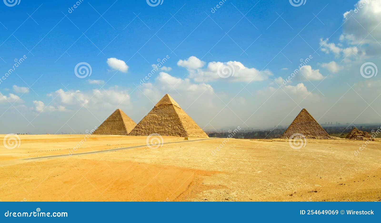 Panoramic Shot of the Great Pyramids of Giza in the Middle of the ...