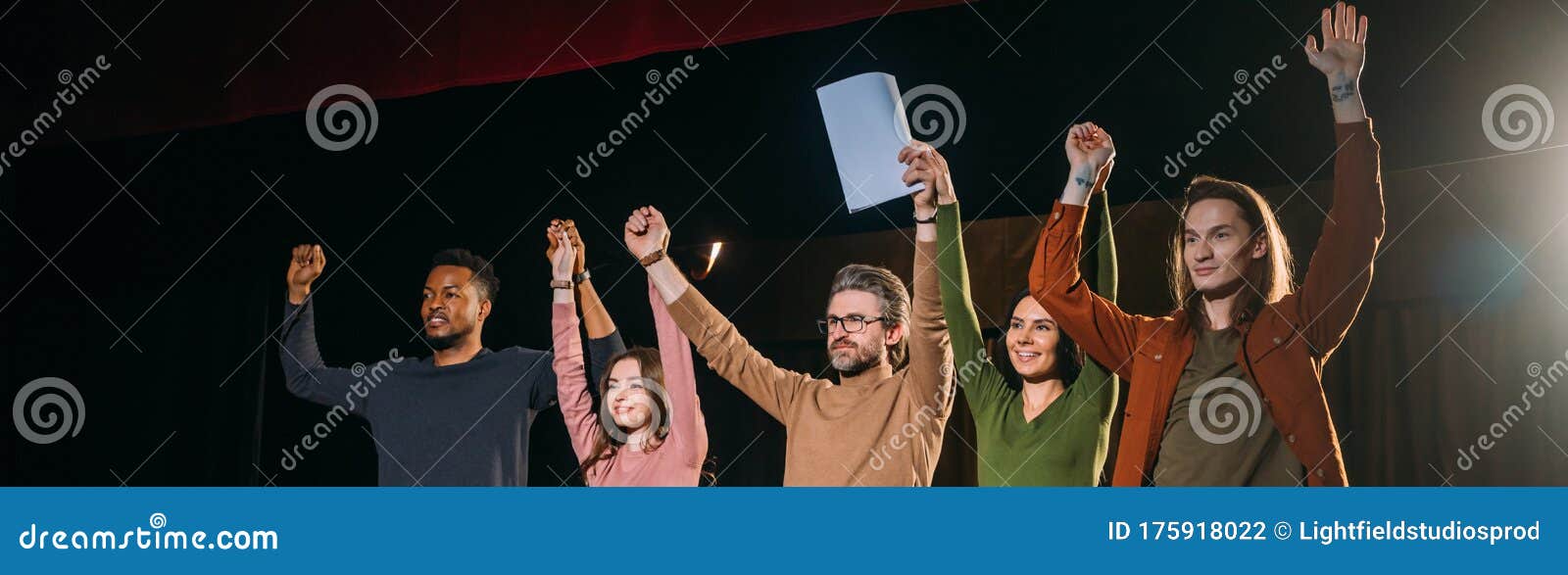 Panoramic Shot of Happy Actors Group Stock Photo - Image of actors ...